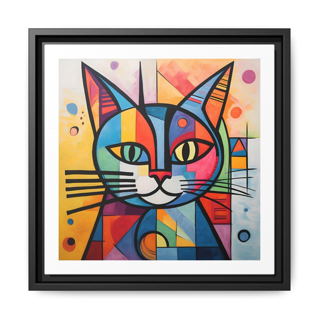 Pablo Picasso Art Print Cat Kitty Kitten Abstract Painting Cubist Cubism Matte Canvas, Framed ...