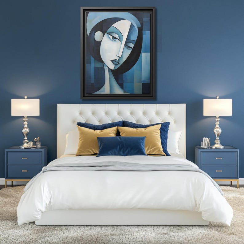 Picasso Blue Period Art Print: Woman Thinking, Cubist Canvas - Etsy
