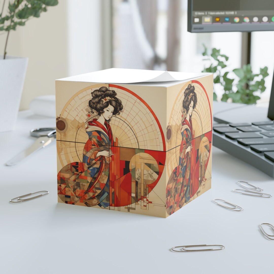 Note Cube, Asian Woman, Ukiyo-e Style - Etsy