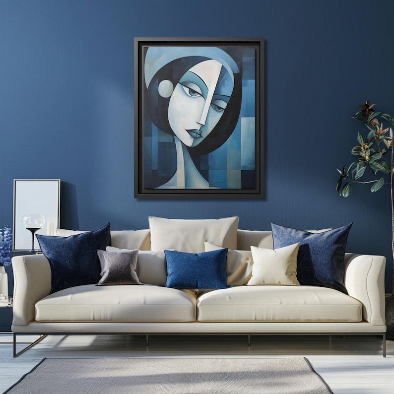 Picasso Blue Period Art Print: Woman Thinking, Cubist Canvas - Etsy