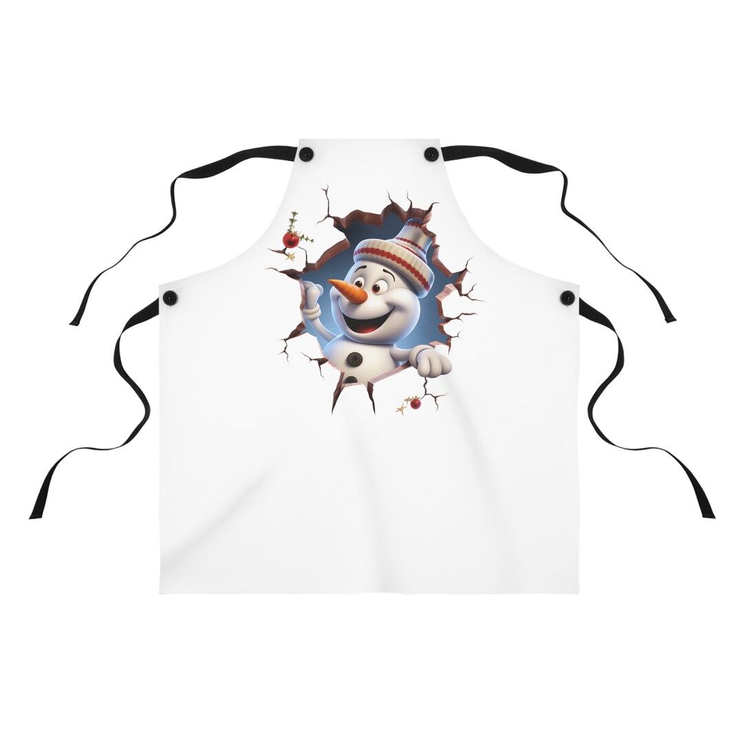 Large Apron Design Cartoon Christmas Character Peeking - Etsy
