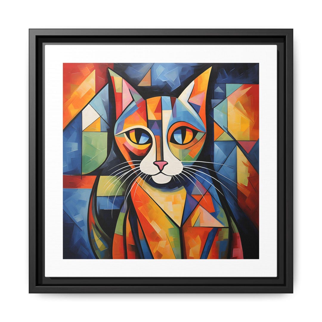 Pablo Picasso Art Print Abstract Cat Kitty Kitten Cubist Cubism Matte Canvas, Framed (multi ...