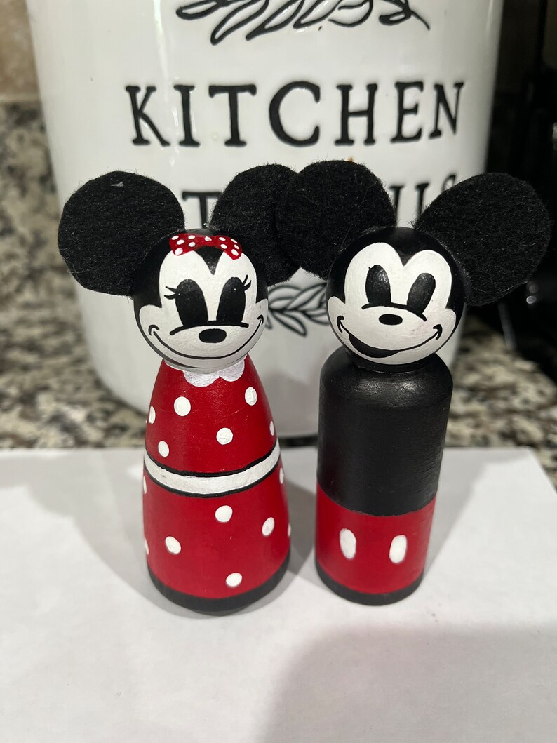 Mickey and Minnie Peg Dolls - Etsy