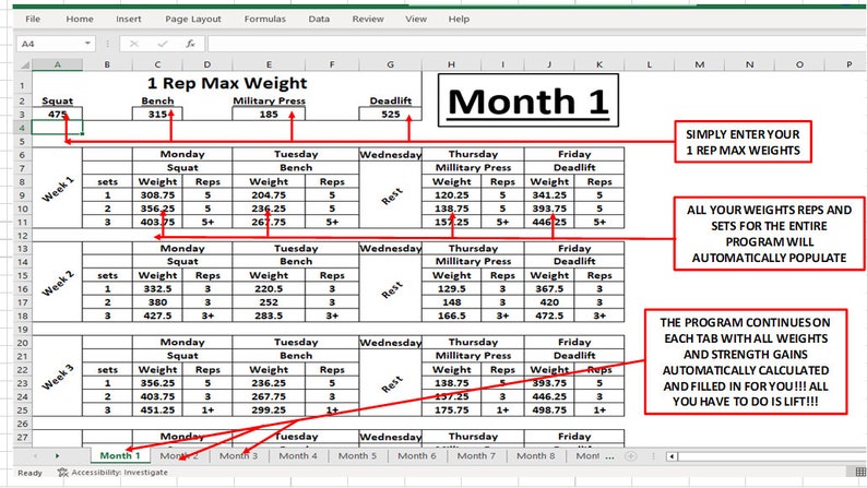 Progressive Overload 5 Week Smart Template - Etsy