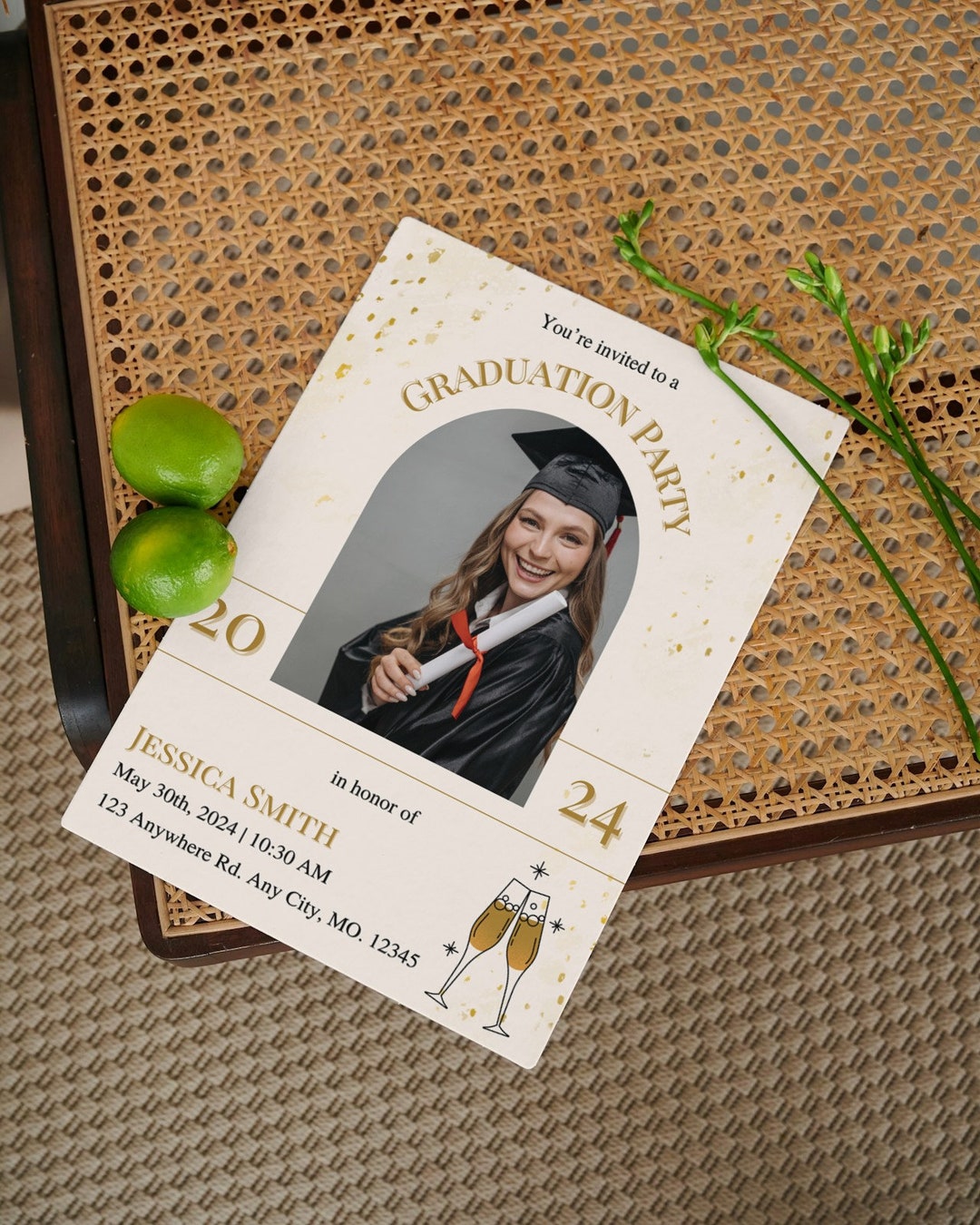 2025 Graduation Party Invitation | Gold Graduation Invitation | Cheers ...