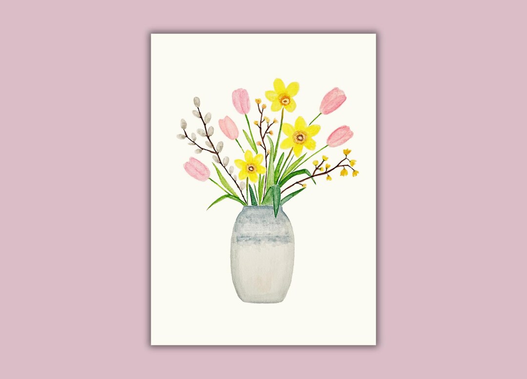 Card Spring Bouquet / Card A6 / Bouquet / Easter / Spring / Greeting ...