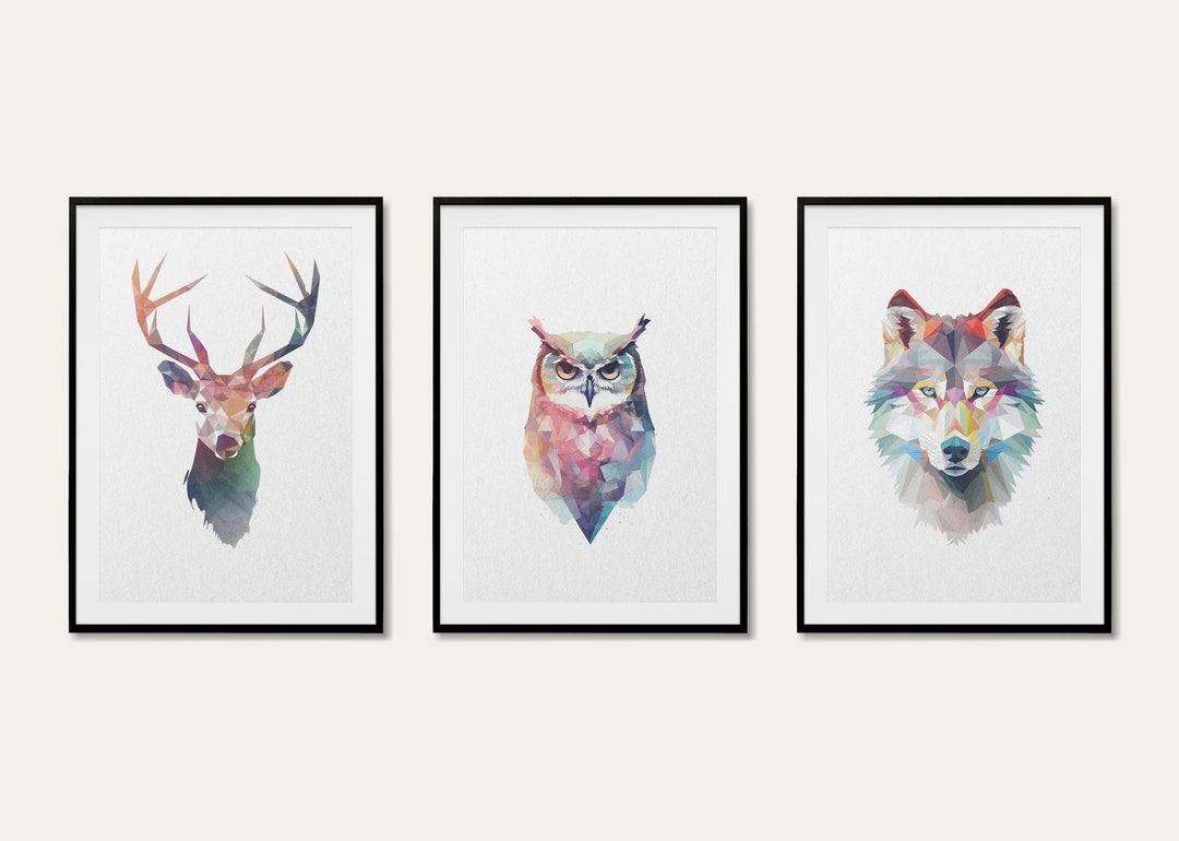 Majestic Forest Animals Set of Three Digital Posters for Home Decor - Etsy