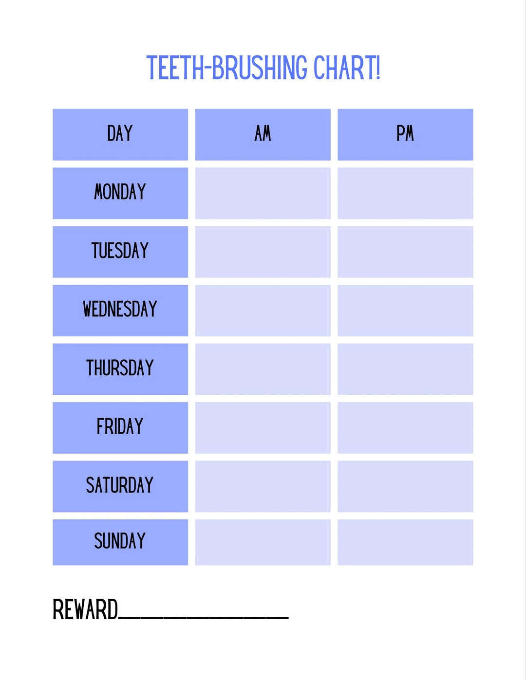 Teeth-brushing Chore Chart for Kids - Etsy