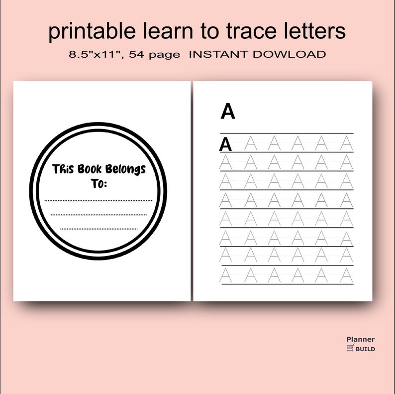 Printable Learn to Trace Letters, 8.511, 54page - Etsy