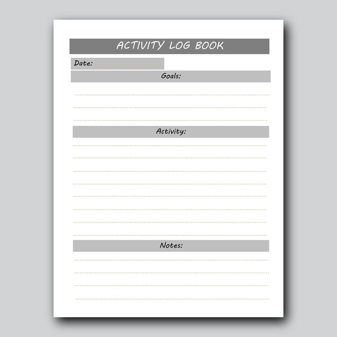 Printable Activity Logbook, 8.5"×11" ,120 Page - Etsy