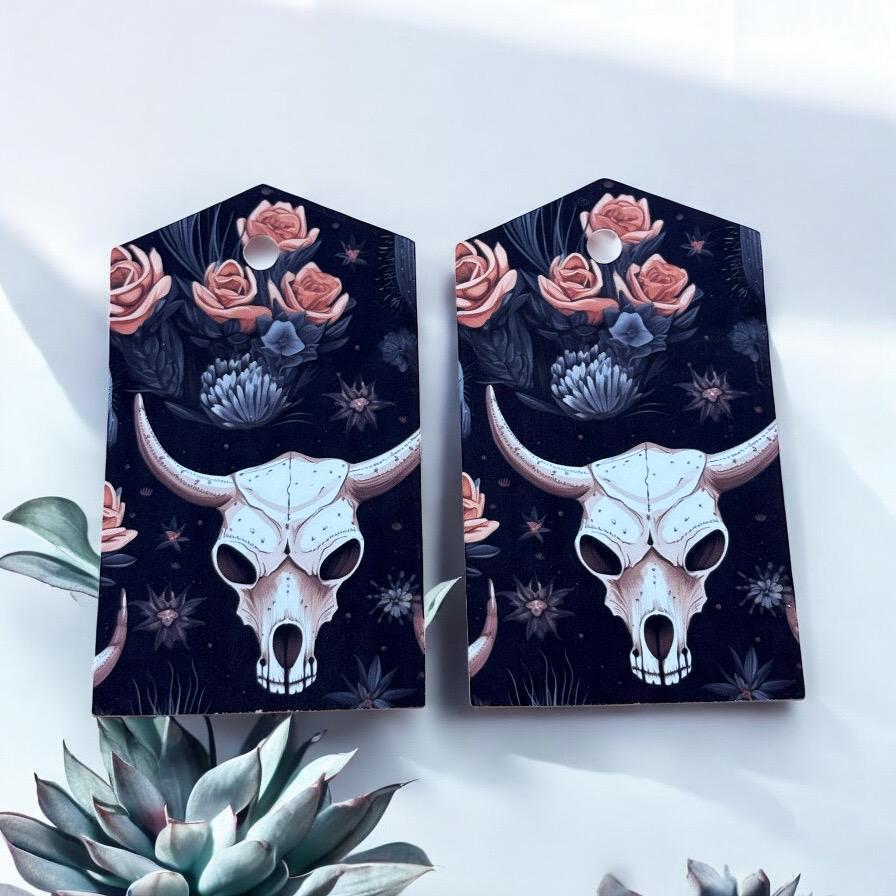 Set of 12 Cow Skull Gift Tags, Gift Wrapping, Luggage Tags, Card Making ...