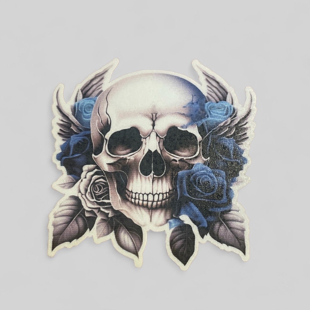 Blue Rose Skull Vinyl Sticker Laptop Scrapbook Junk Journal Crafts - Etsy