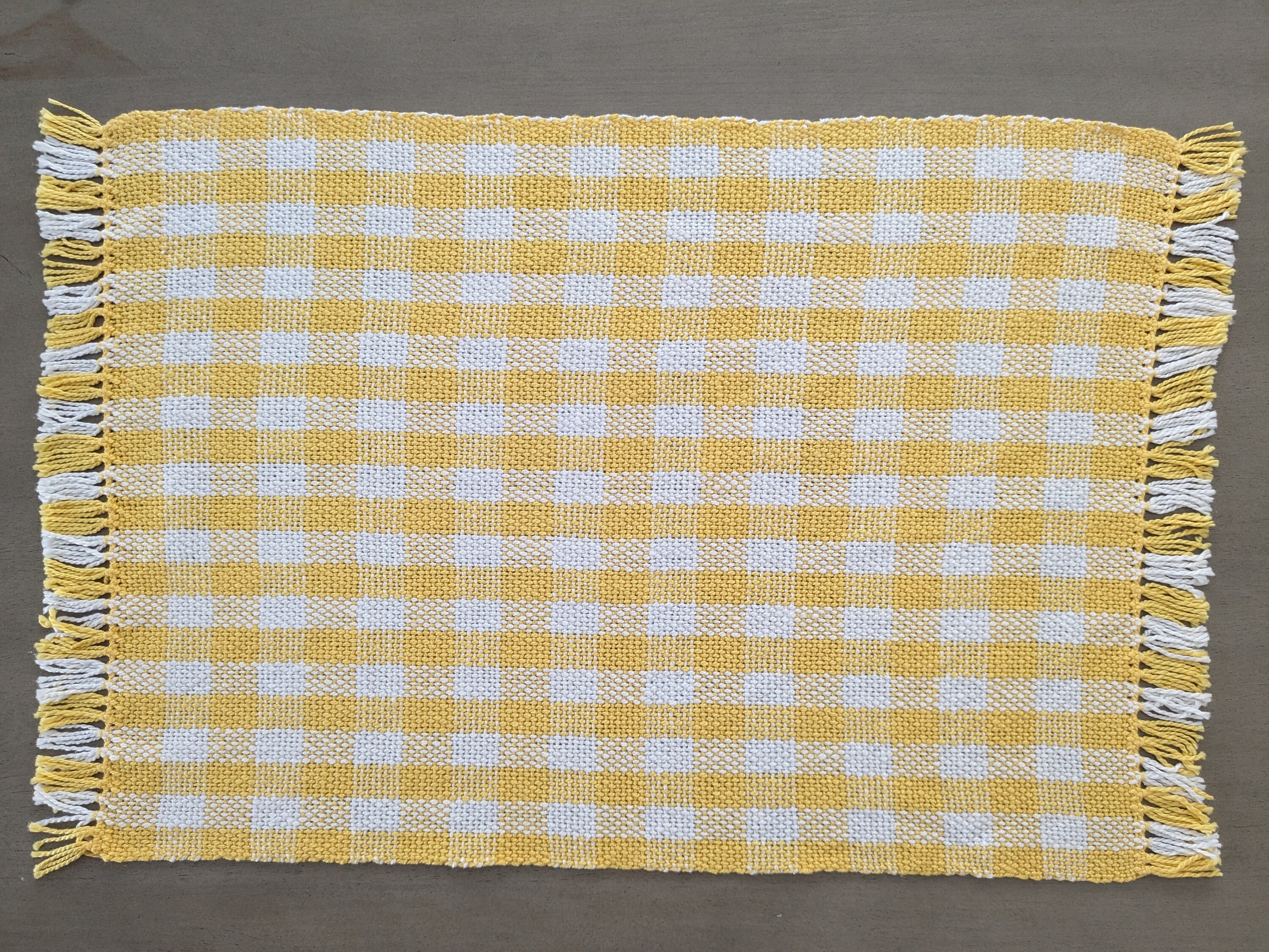 Handwoven Sunny Farmhouse Picnic Placemats, Set of 2, Yellow & White ...