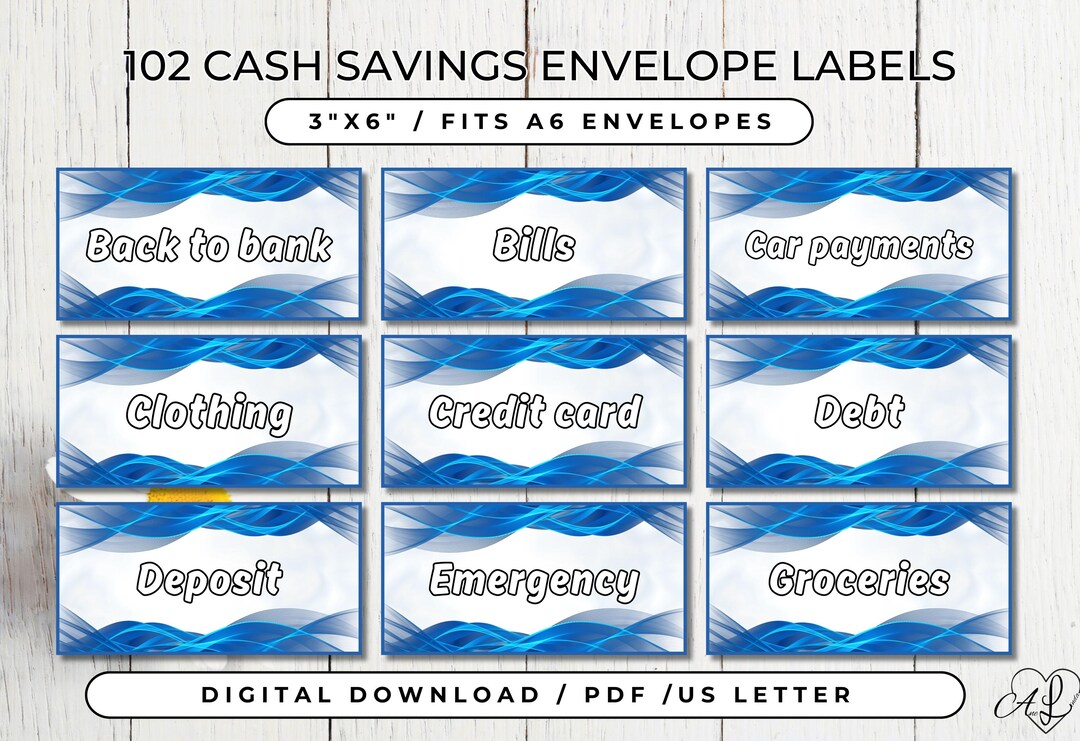 Cash Savings Envelope Labels, Budget Categories - Etsy
