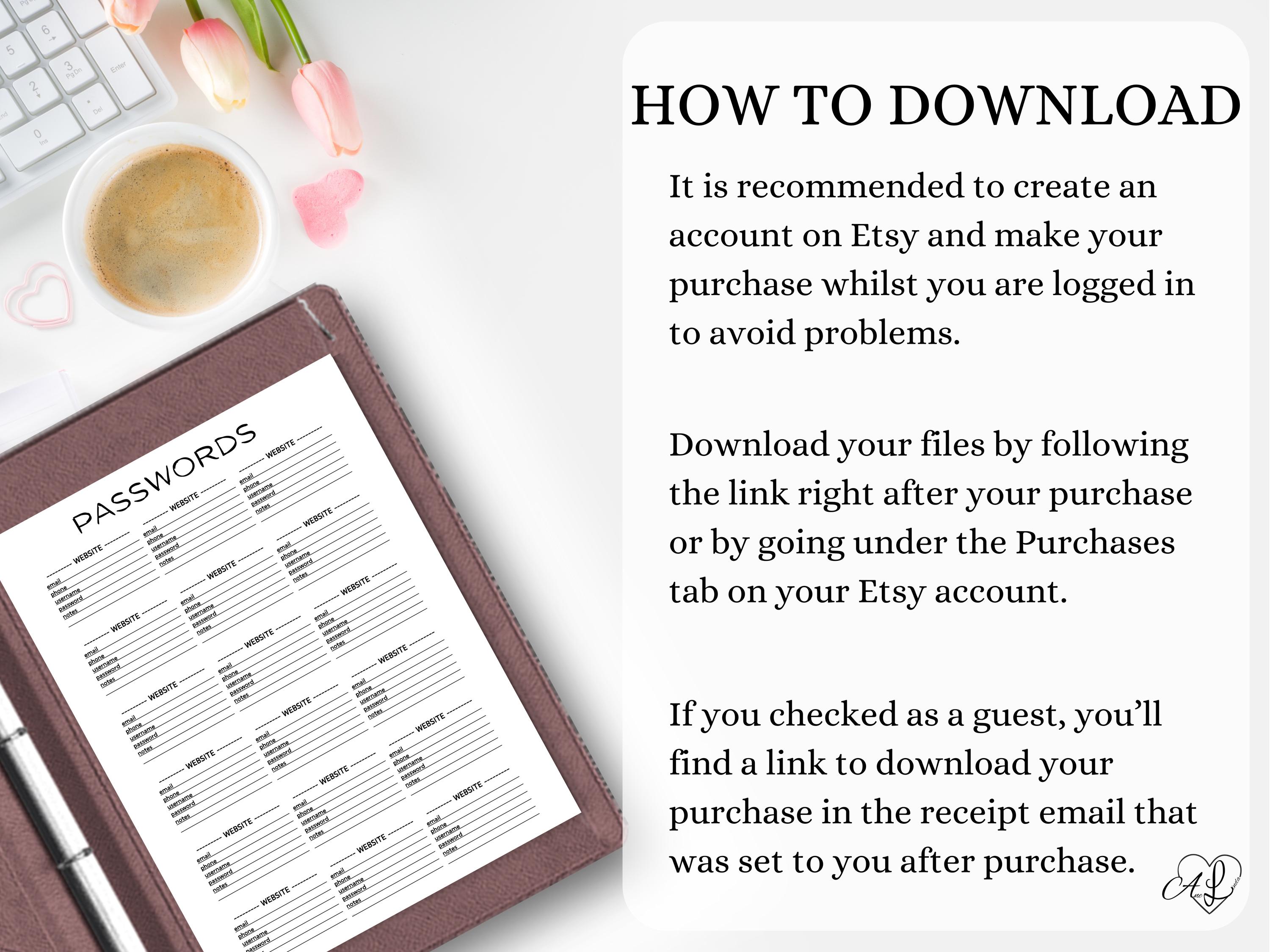 Login and Password Tracker, Printable Password Tracker, Password ...