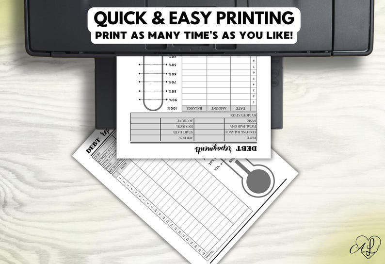 Debt Repayment Thermometer Printable, One Page Planner, PDF Download ...