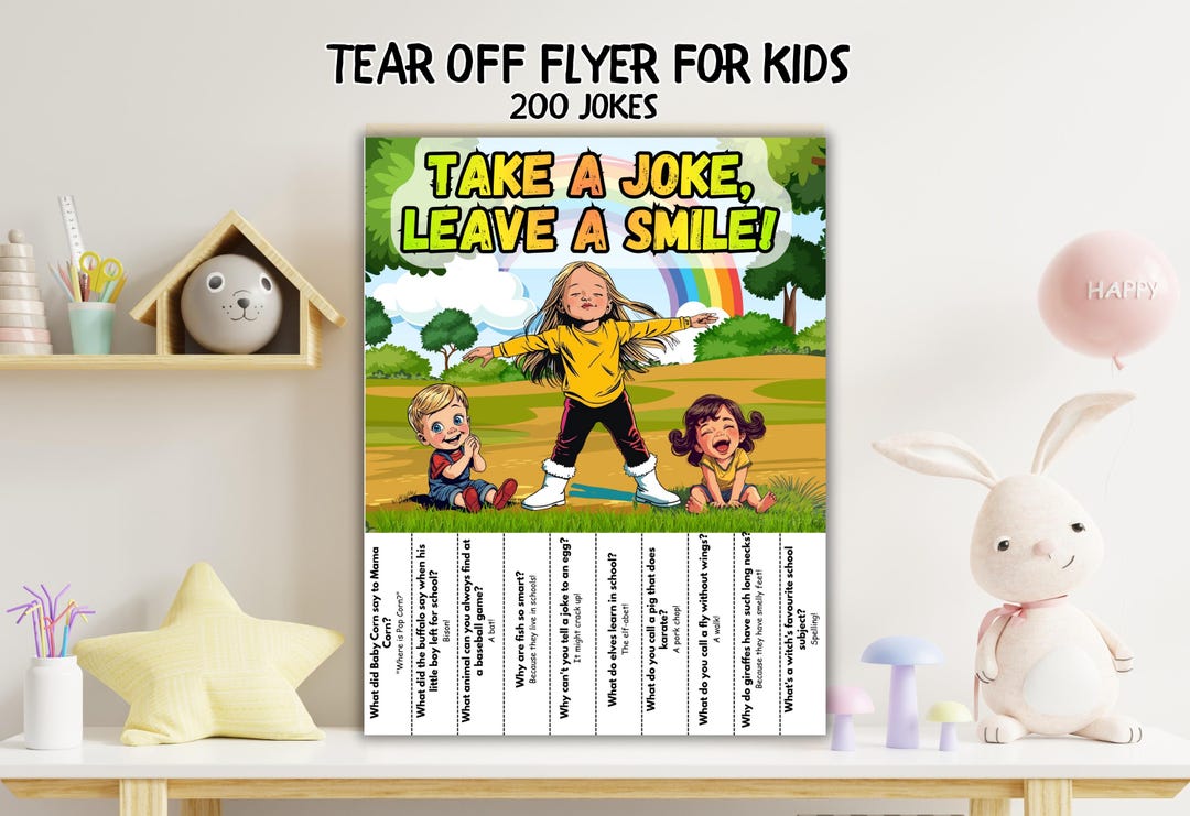 Kids Joke Tear-off Flyer for Fun in Classrooms & Community, Printable ...