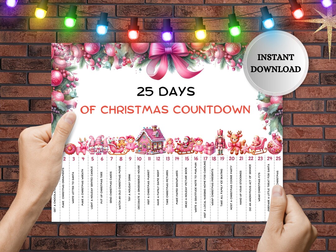 Advent Calendar Printable A4 Christmas Countdown Calendar Tear off ...