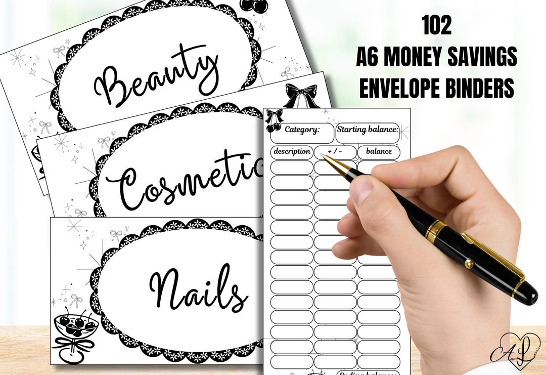 Printable A6 Cash Envelope Labels – Cherry & Doily Budget Categories ...
