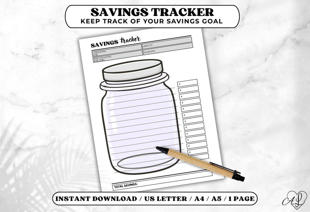 Printable Savings Jar Tracker PDF, Money Goal Sheet, Instant Download ...