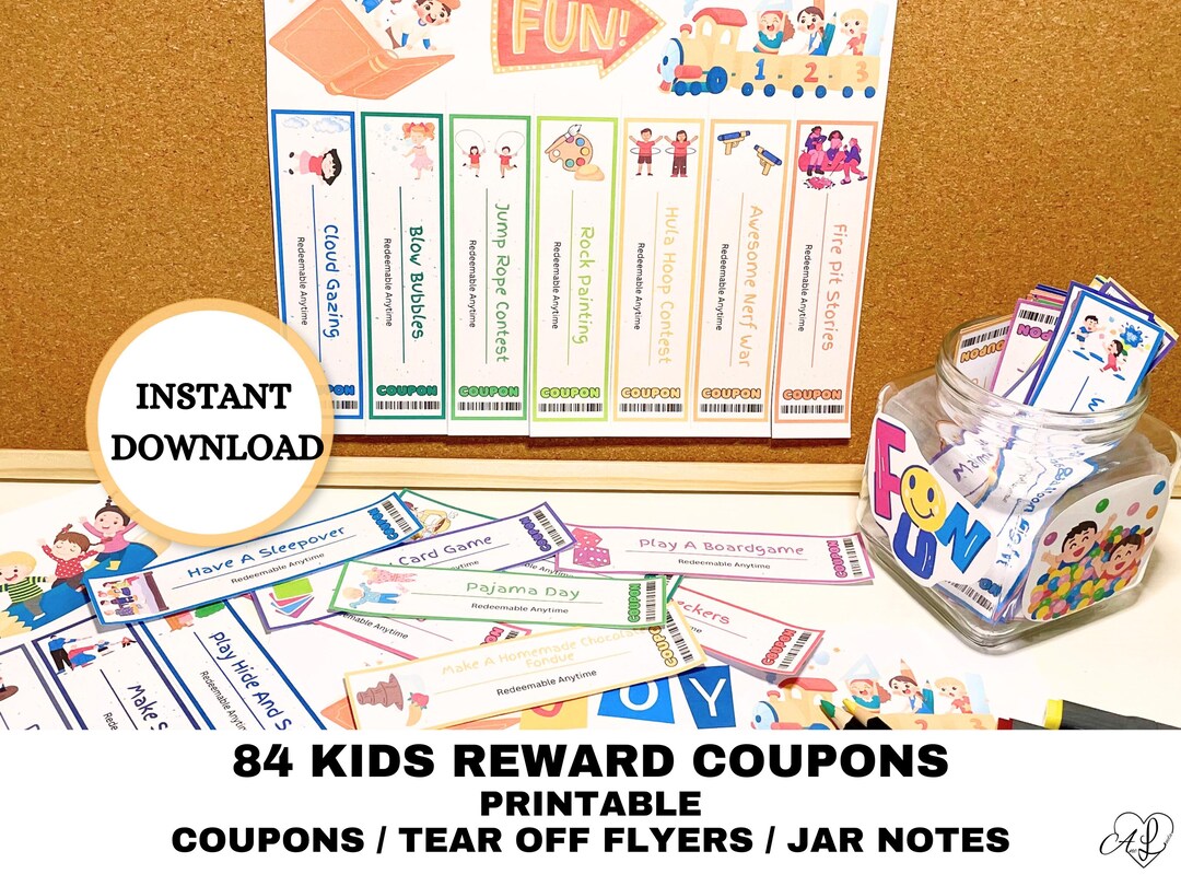 Kids Reward Coupons Printable, Good Behavior Rewards for Kids, Reward ...