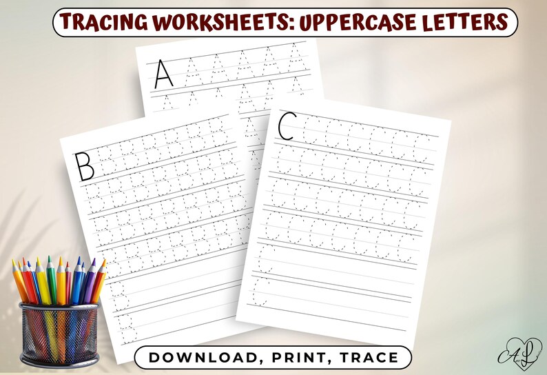 Alphabet & Number Tracing Worksheets, Preschool Handwriting Practice ...