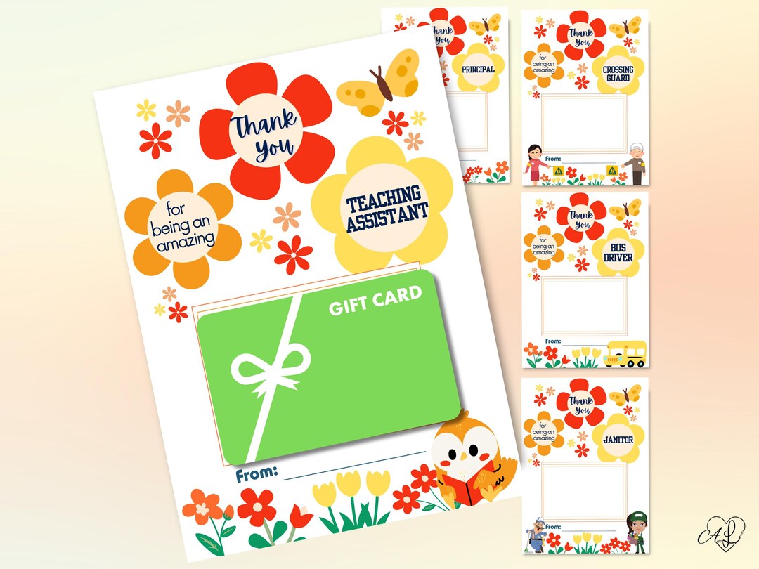 Editable Teacher Gift Card Holder, Editable School Staff Gift Card ...