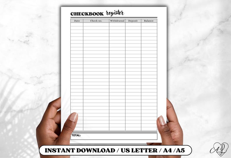 Checkbook Register, Printable Balance Sheet (US Letter, A4, A5) (PDF ...