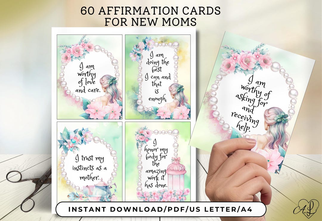 Printable Postpartum Affirmation Cards, Motherhood Cards, New Mom Care ...