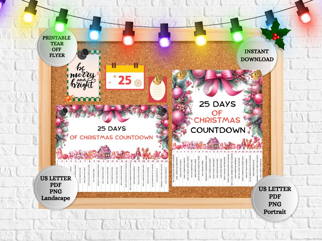 Advent Calendar Printable US Letter Tear off Flyer Christmas Countdown ...