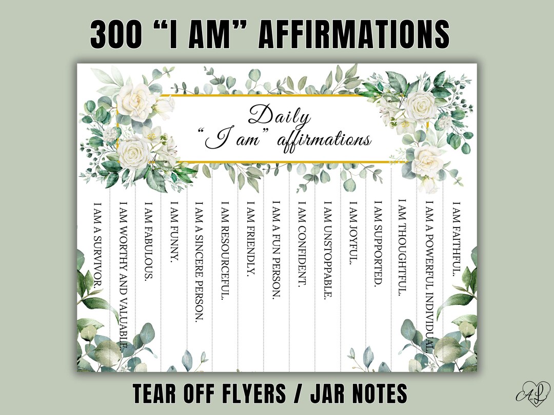 300 Self-love Affirmations: Tear-off Flyer / Jar Prompts (PDF Download ...
