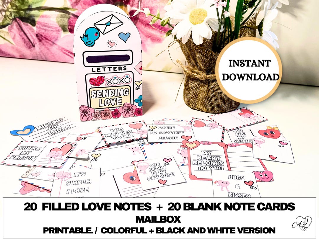 Printable Valentine's Day Love Mini Notes, Mini Notes With Mail Box ...