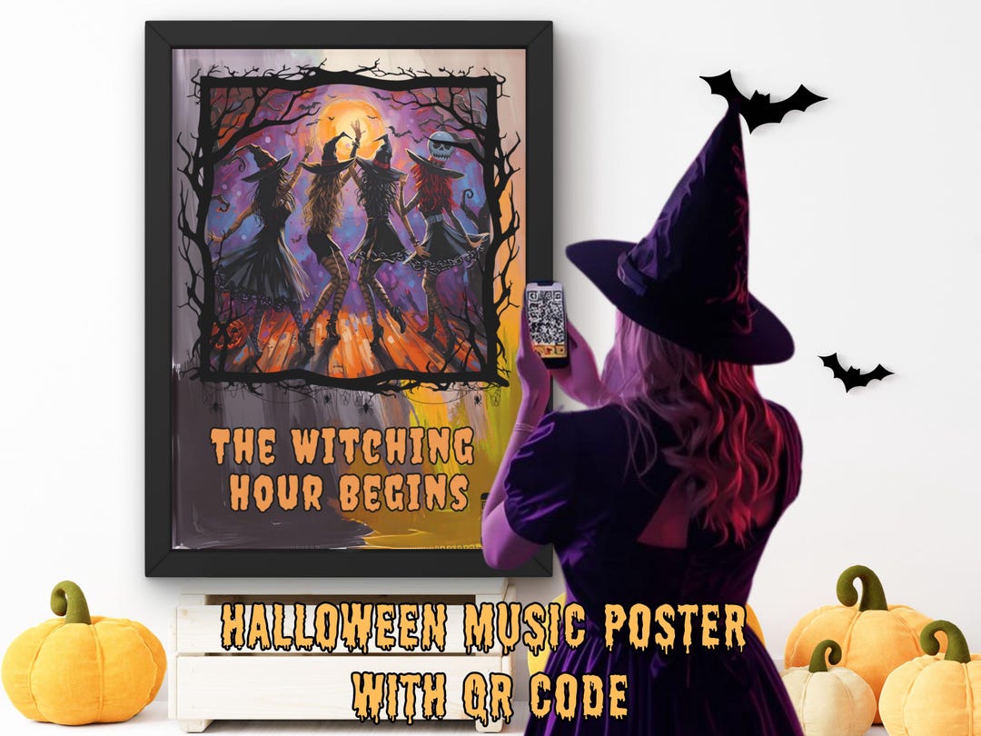 Scannable QR Code Halloween Playlist Poster: Printable Music Wall Art ...