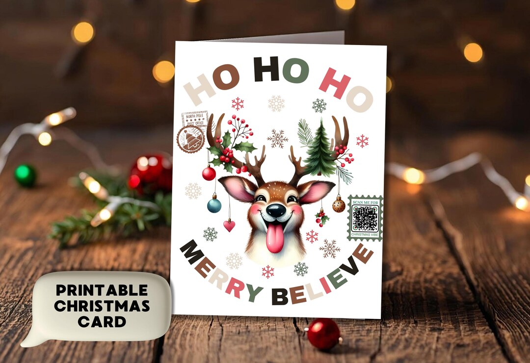 Christmas Card Printable, 5x7 QR Code Playlist Card, Instant Digital ...