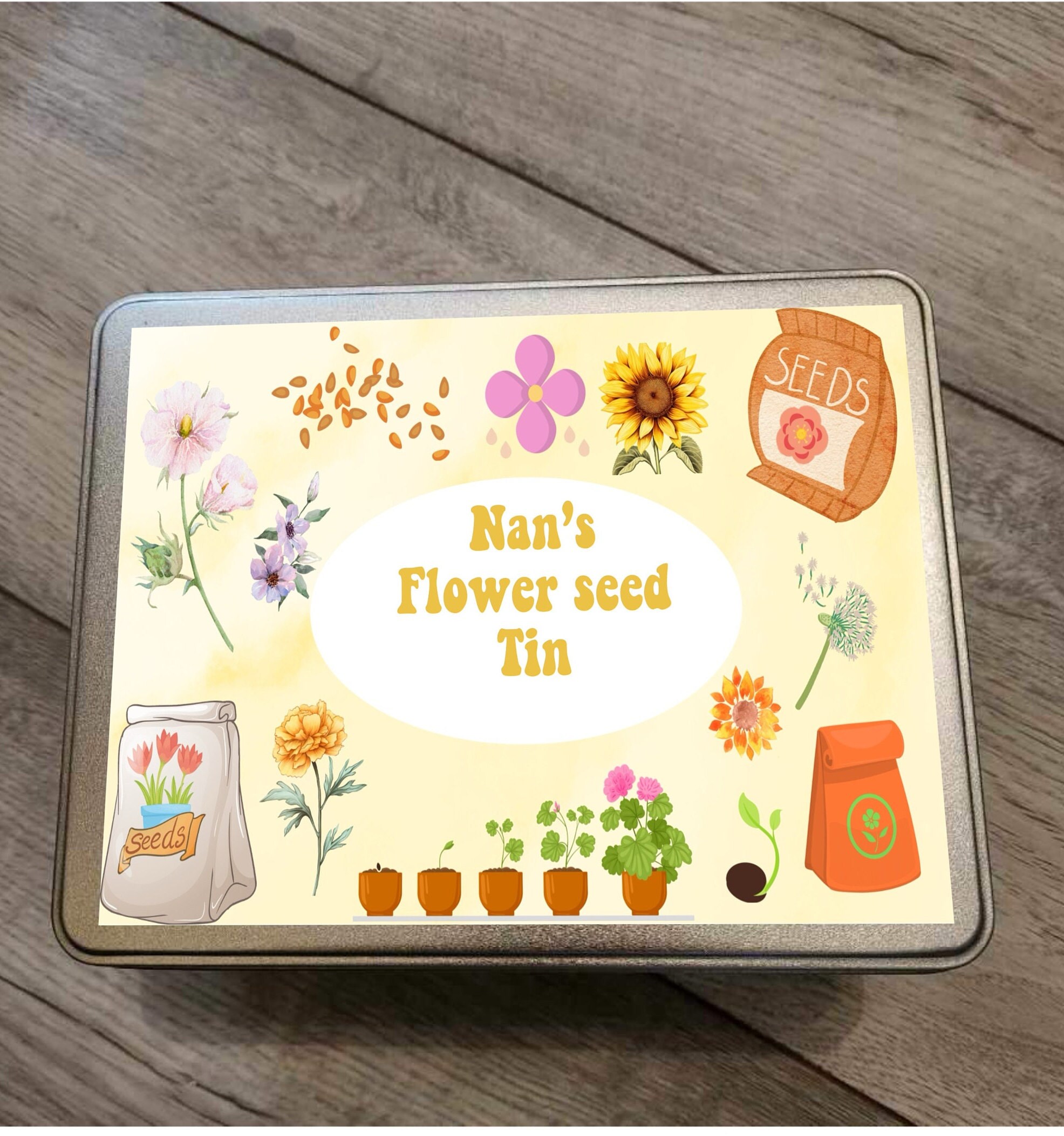 Flower Seed Tin Design - Png File - Etsy
