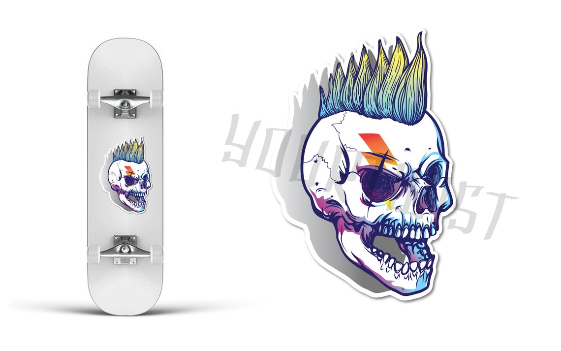 Punky Skull Sticker Decal Graphic Graffiti Laptop Men Women Helmet ...