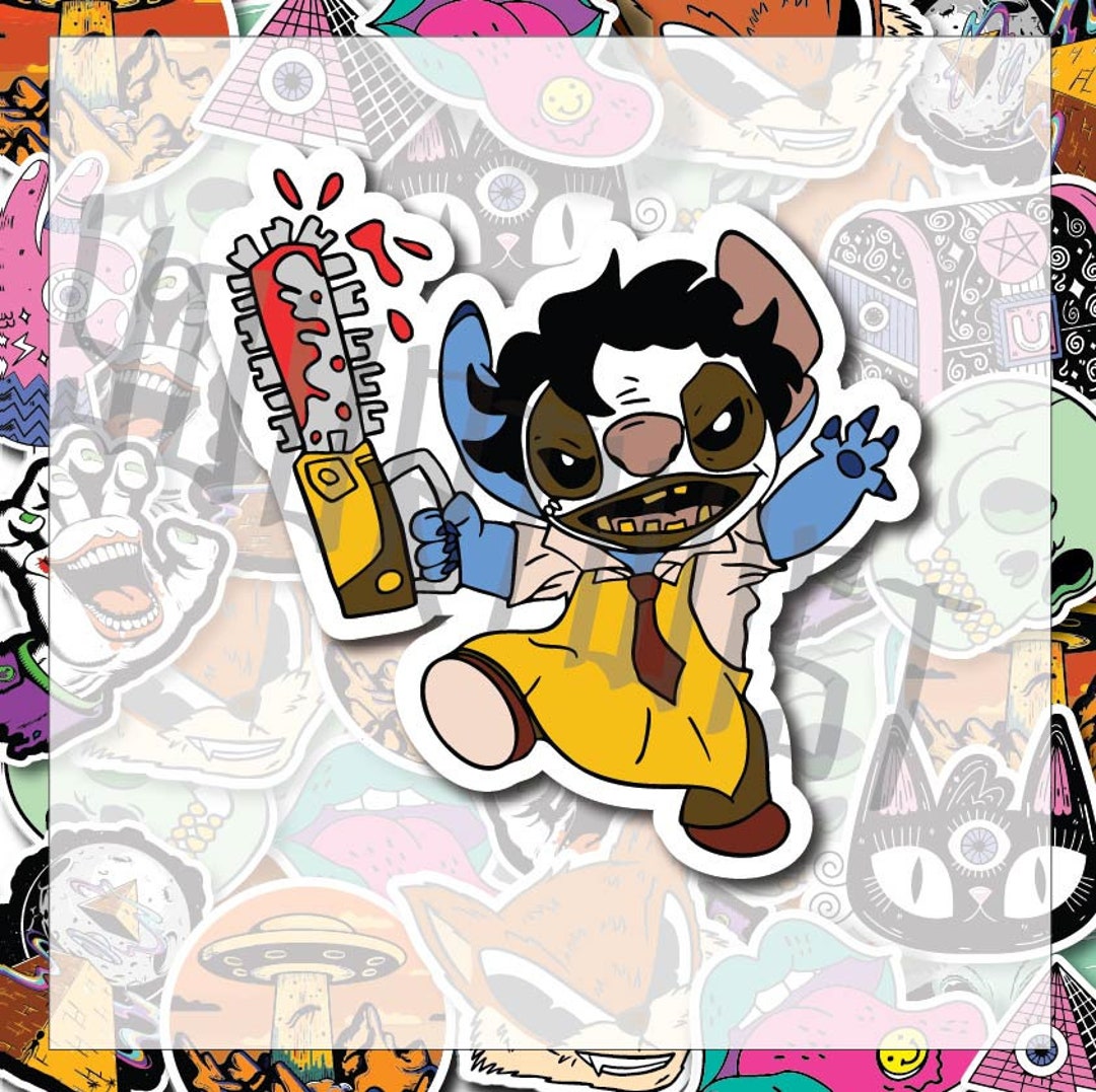 Stitch Leather Face Sticker - Gothic Decal Graphic Texas Chainsaw ...