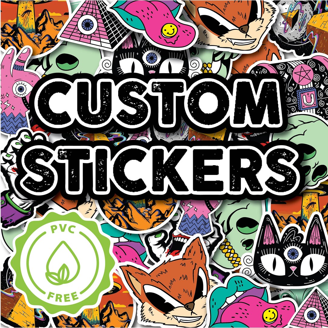 1000 X Custom Any Shape PVC Free Stickers SALE Bulk Discount Eco ...
