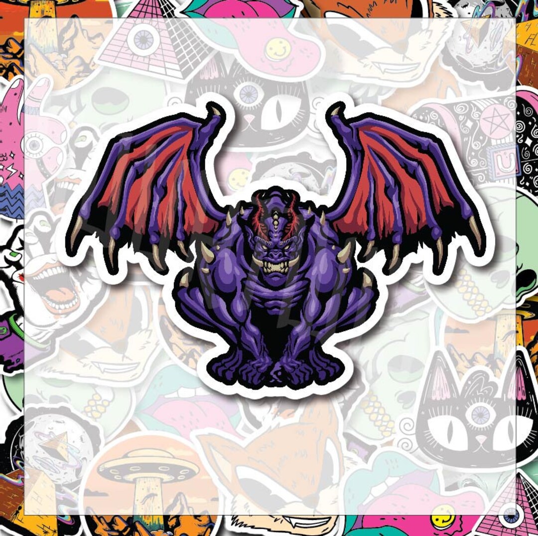 Demon Gargoyle Sticker - Horror Evil Mythical Statue Monster Decal ...