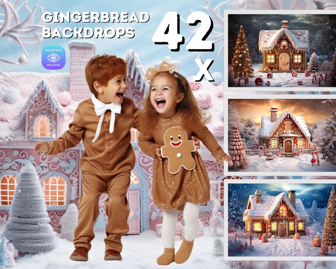 42 Gingerbread House Backdrops Digital Download Photoshop Overlays