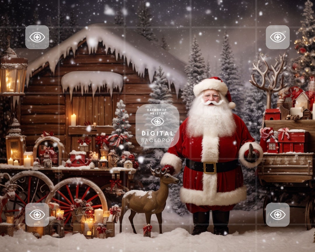 Santa Backdrop Digital Download Photoshop Overlays, Christmas Backdrops ...