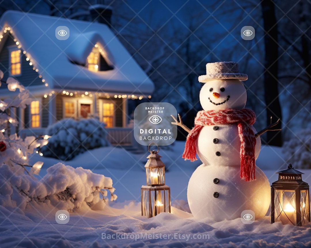Snowman Backdrop Digital Download Photoshop Overlays, Christmas ...