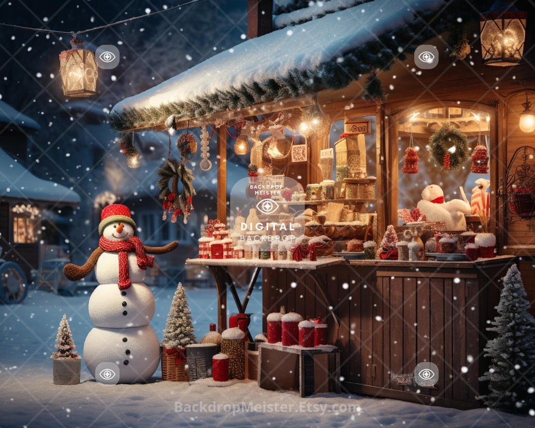 Snowman Backdrop Digital Download Photoshop Overlays, Christmas ...