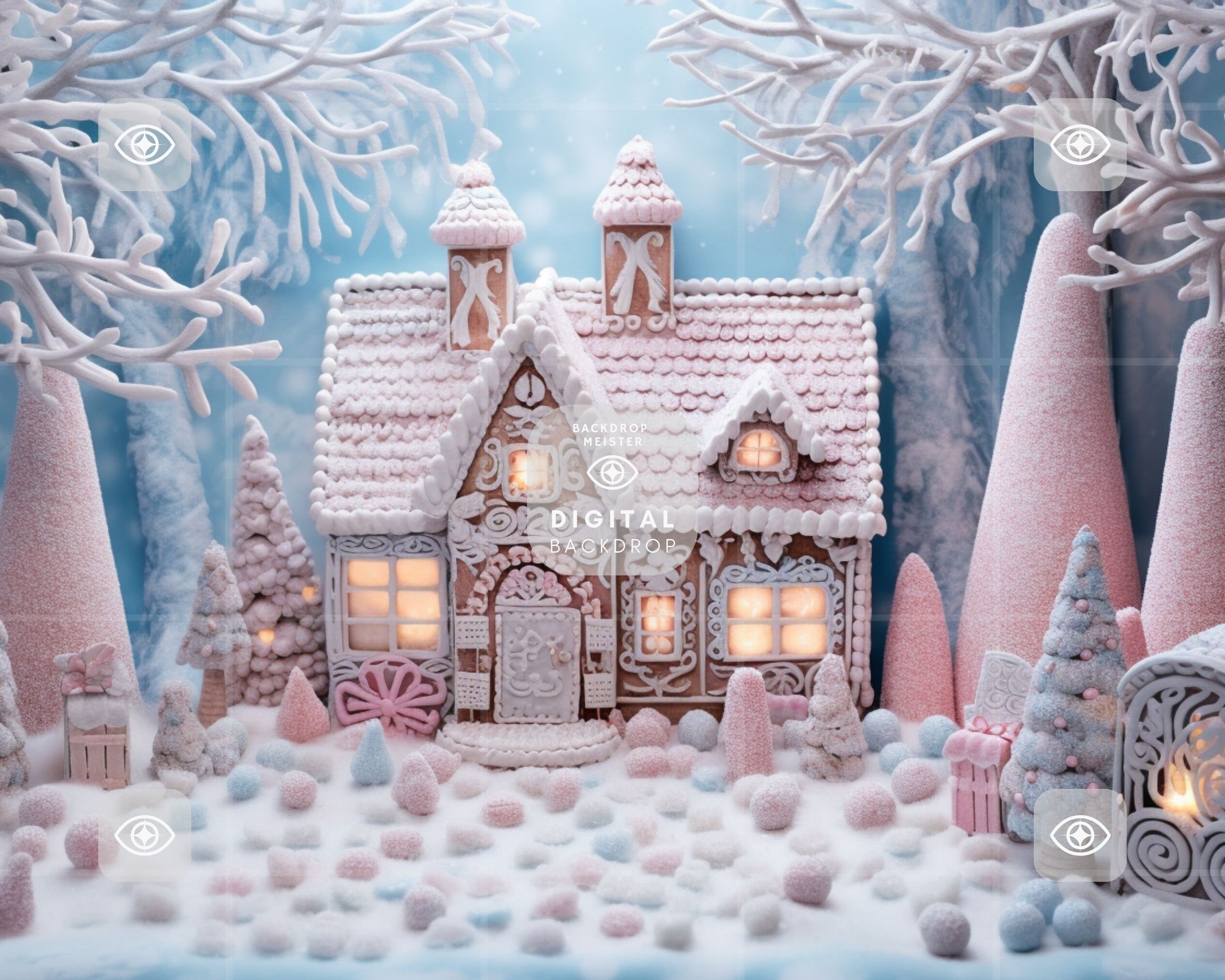 Gingerbread House Backdrop Digital Download Photoshop Etsy