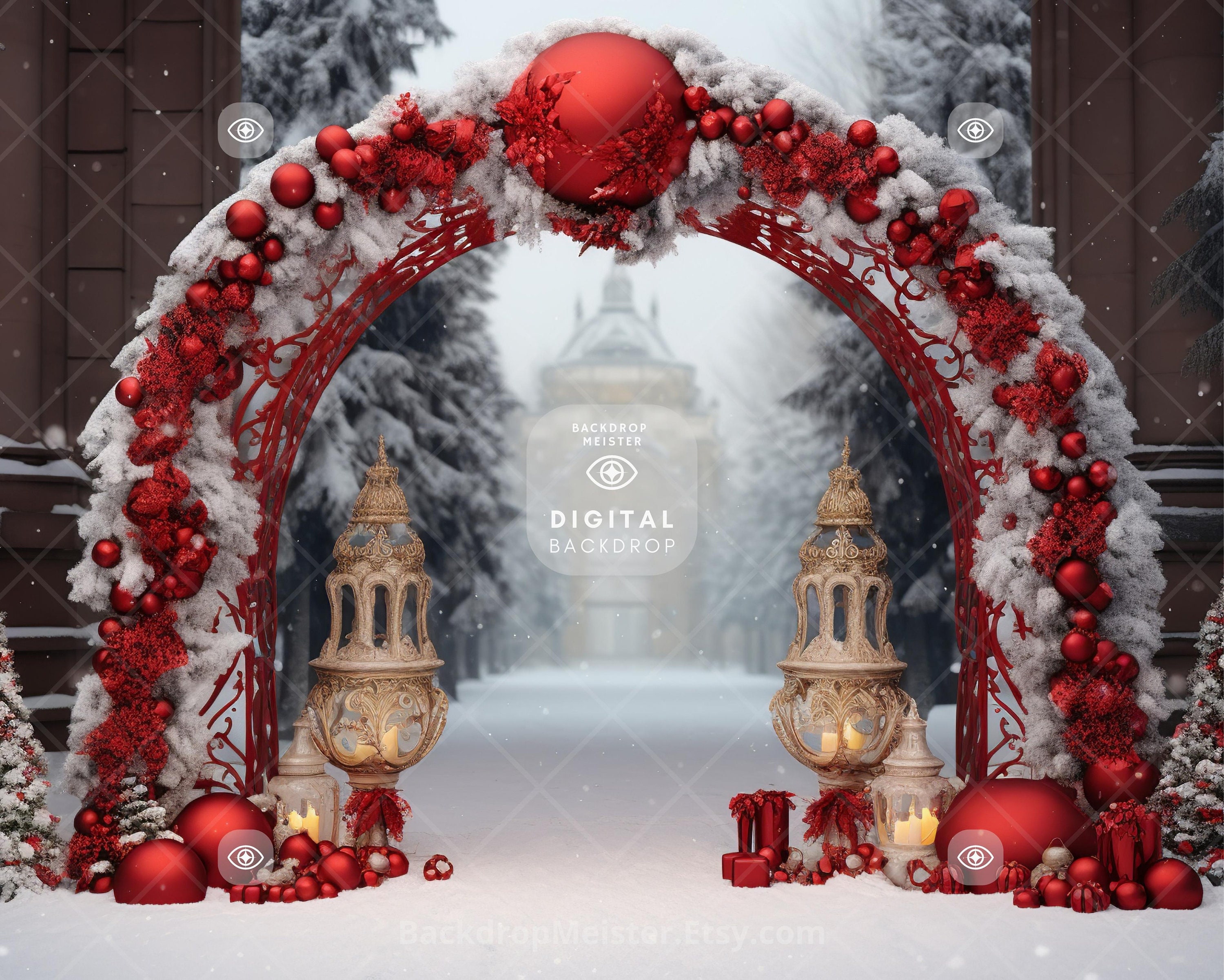 Christmas Arch Backdrop Digital Download Stock Photography, Holidays ...