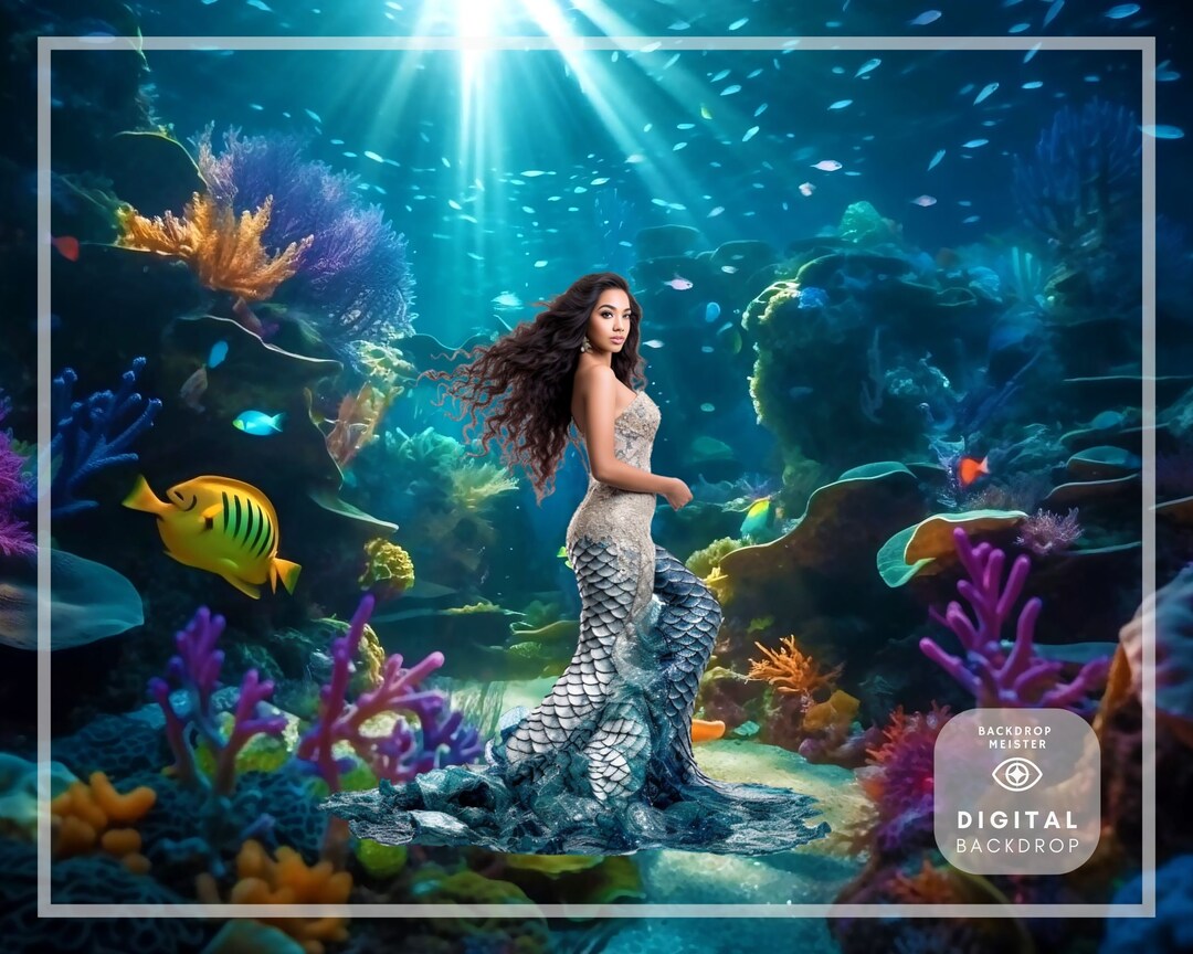 Mermaid Backdrop Digital Download Photoshop Overlays, Wedding ...