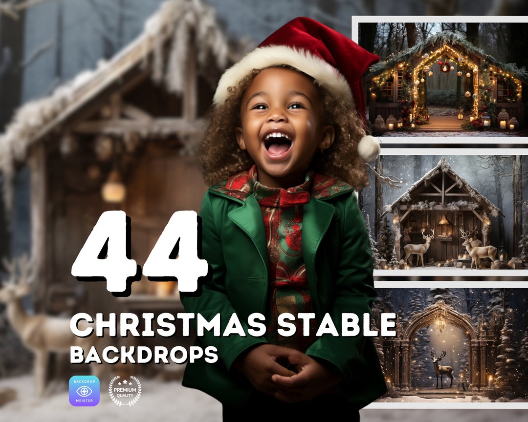 44 Christmas Stable Backdrop Digital Download Nativity Scene Stock ...