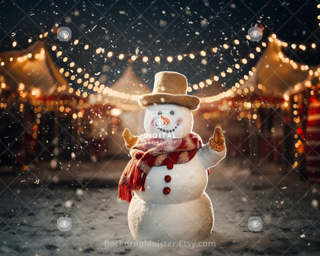 Snowman Backdrop Digital Download Photoshop Overlays, Christmas ...