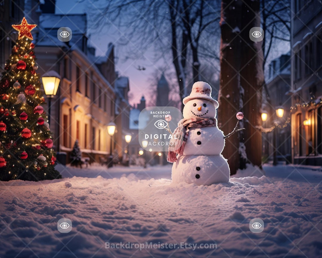 Snowman Backdrop Digital Download Photoshop Overlays, Christmas ...