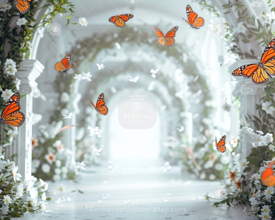 Monarch Butterfly Wedding Arch Digital Backdrop Digital Download ...